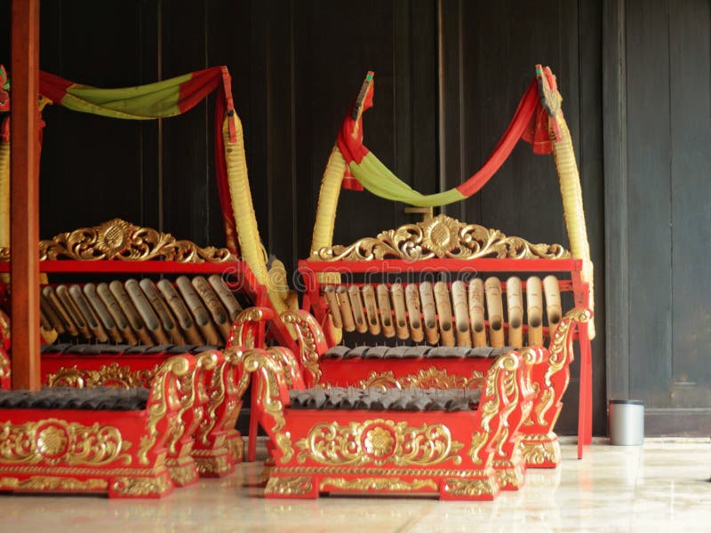 Traditional Musical Instruments with Red and Gold Colors Stock Image ...
