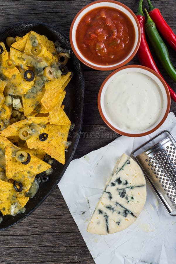 Traditional Nachos with Cheese and Salsa Stock Image - Image of food ...