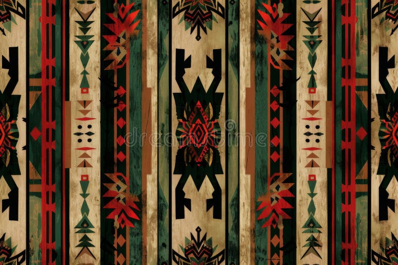 Traditional Native American Pattern, a Red and Green Color Scheme, a ...