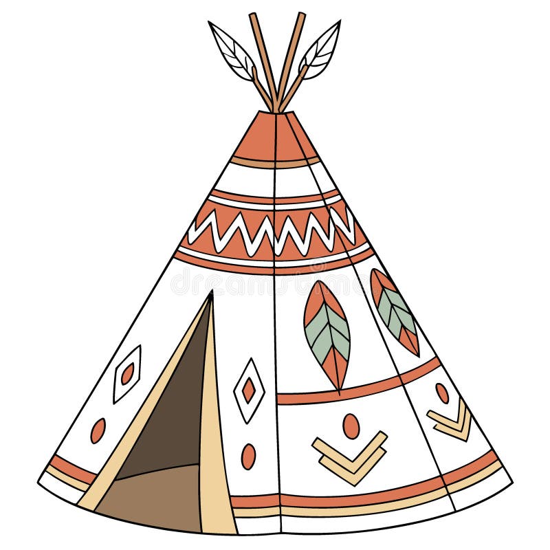 Traditional Native American Teepee with Decorative Patterns on ...
