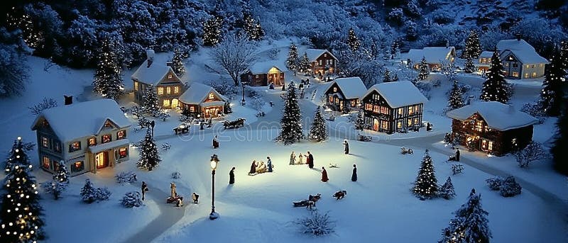 "Traditional Nativity Scene in Snow-Covered Setting" Stock Illustration ...