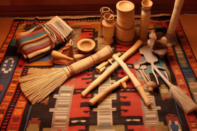 Traditional Navajo Tools for Rug Making Stock Illustration ...