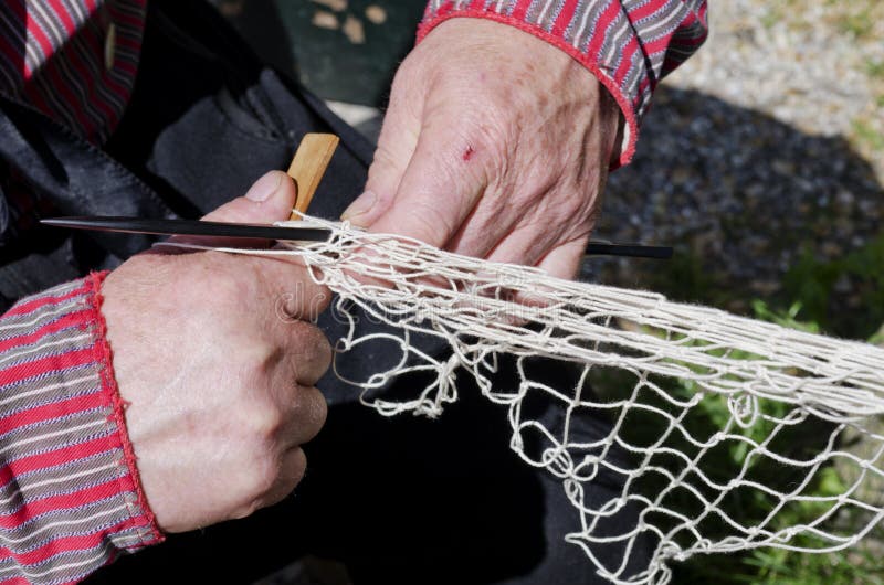 Traditional Net Making by Fisherman Stock Image - Image of handmade ...