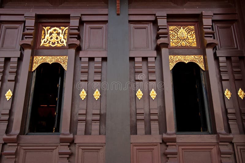 Traditional Northern Thai Style House Window Stock Photo - Image of ...