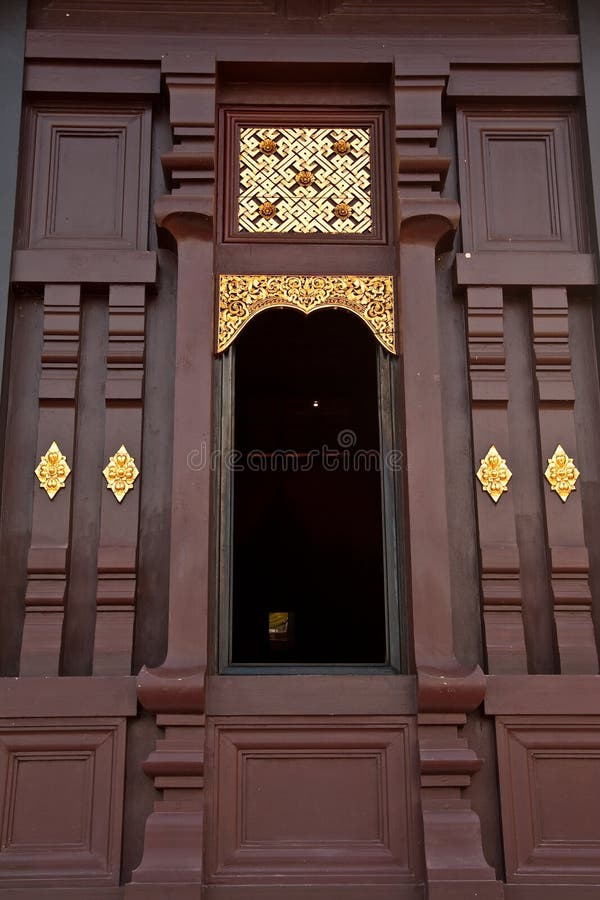 Traditional Northern Thai Style House Window Stock Image - Image of ...