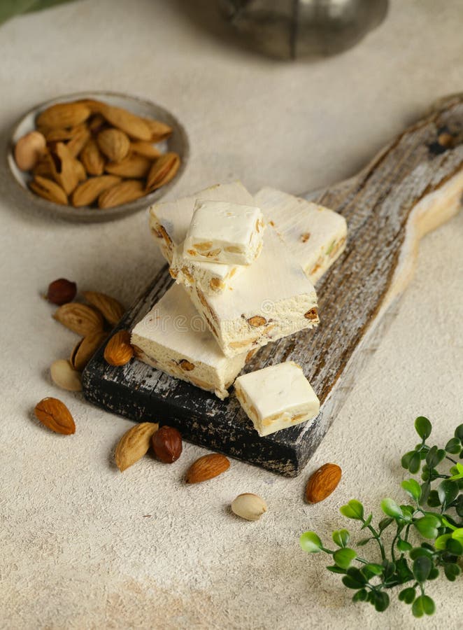 Nougat with Nuts, Turron with Almonds Stock Photo - Image of nougat ...