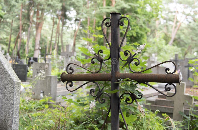 Traditional Old Polish Cemetery, Eastern Europe Cemetery Editorial ...