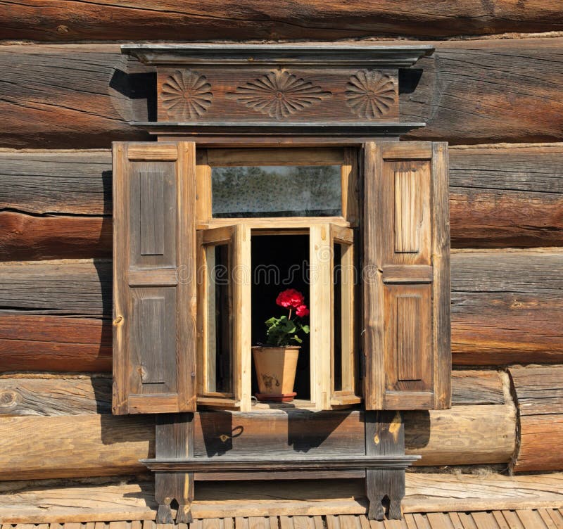 Traditional Old Russian Window Stock Image - Image of outdoors, russia ...