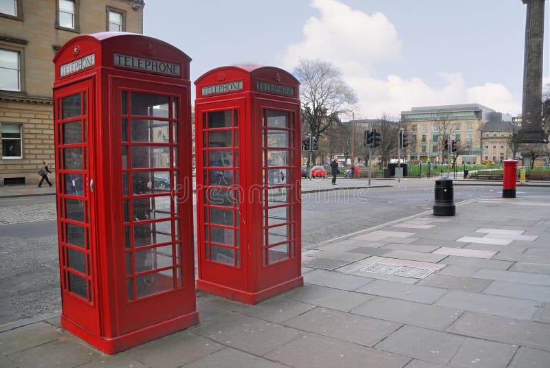 Traditional Old Style Red Phone Booths Stock Photo - Image of british ...
