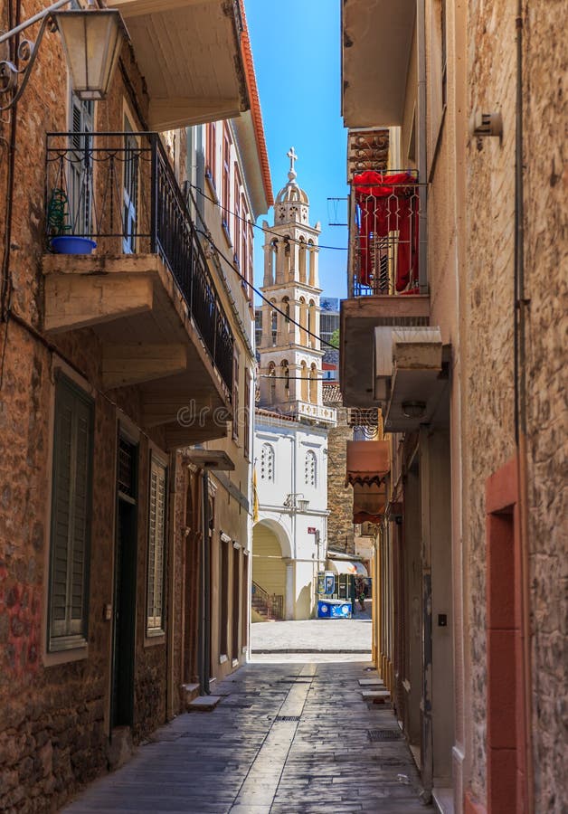 Traditional Old Style Street in Greece Editorial Photography - Image of ...