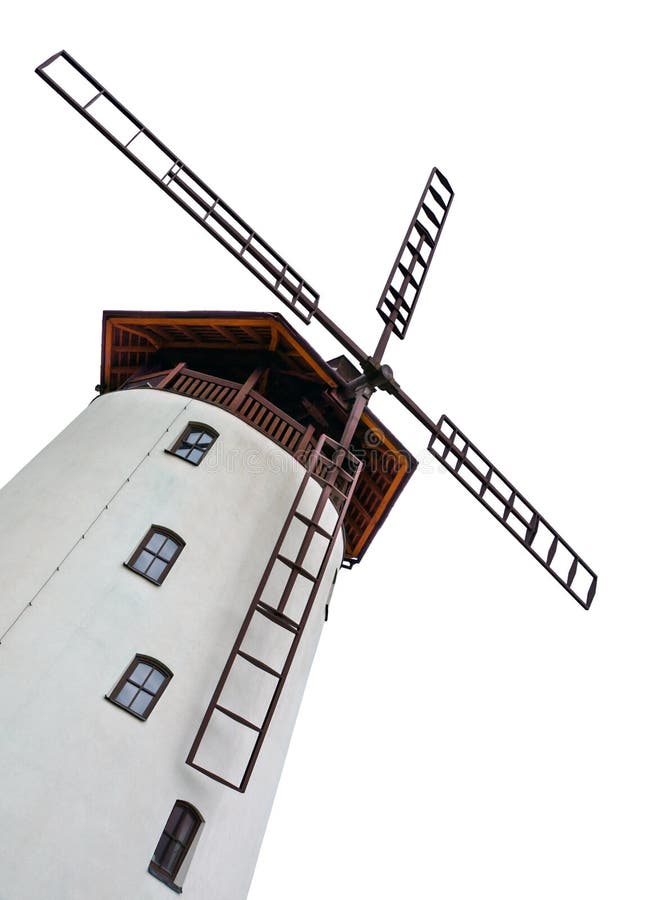 Traditional Old Windmill on White Stock Image - Image of mill ...