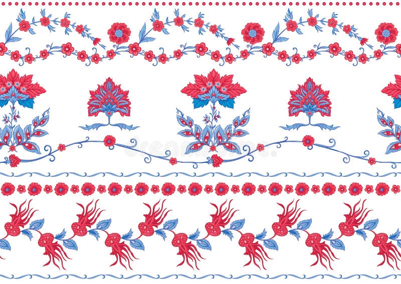 Traditional Oriental, Arabic Pattern of Blue and Red Flowers Stock ...