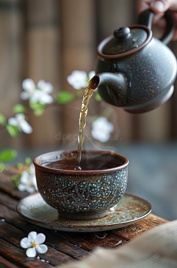 Traditional Oriental Tea Ceremony, Teapot Serving Tea in a Traditional ...