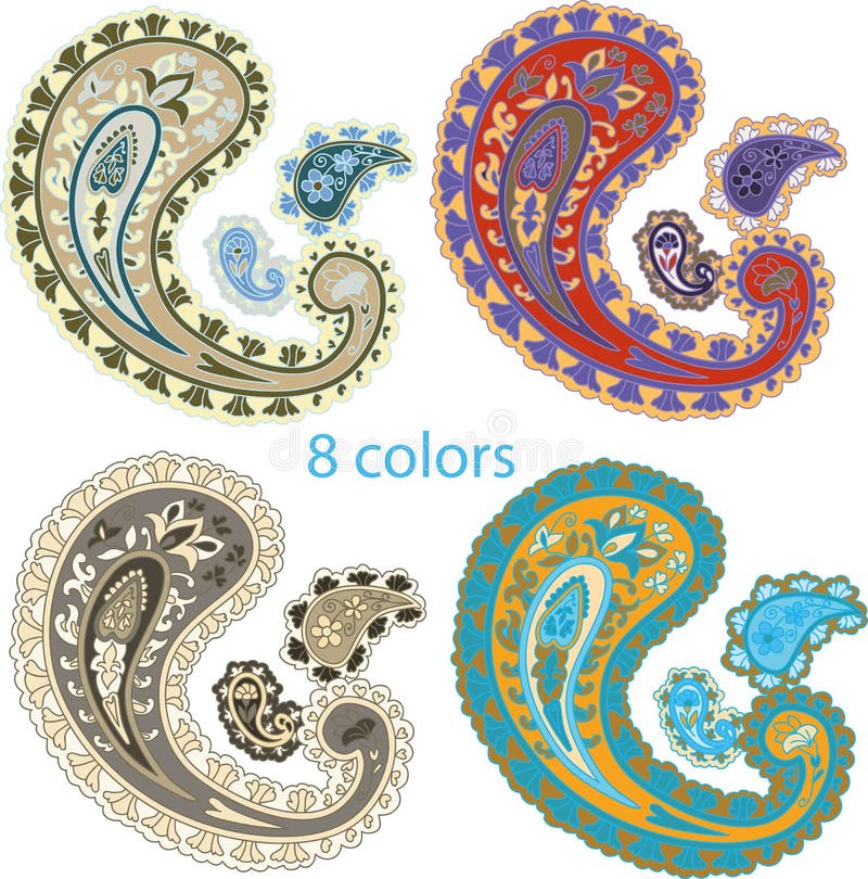 Traditional Ornamental Set. Paisley Design Stock Vector - Illustration ...