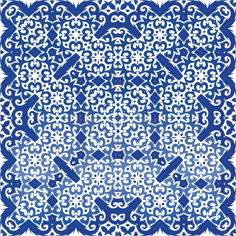 Traditional Ornate Portuguese Azulejo Stock Illustration - Illustration ...