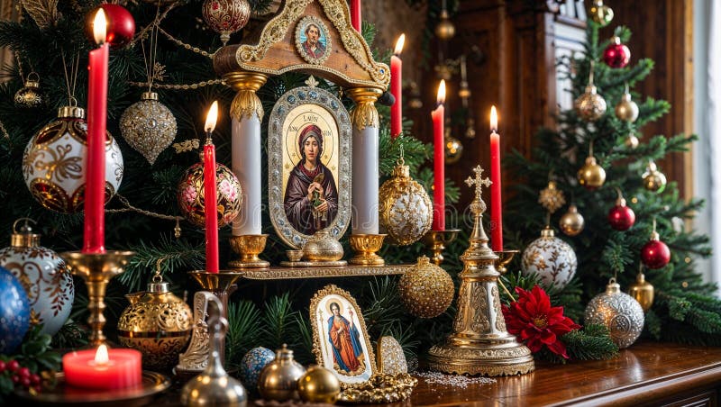 Traditional Orthodox Christmas Decorations with Beautiful Ornaments ...