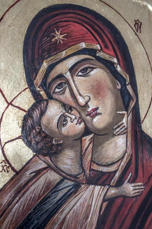 Traditional Orthodox Icon of Mother Mary Stock Image - Image of christ ...