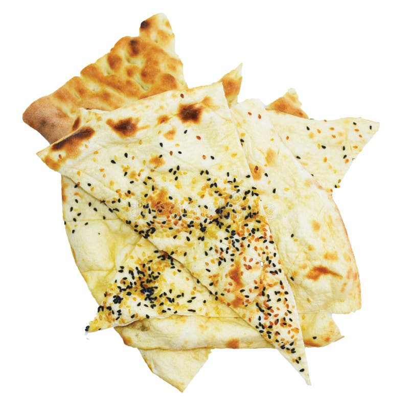 Isolated and Overview of Traditional Oven Sesame Lavash Bread Stock ...