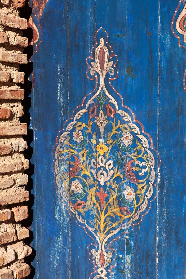 Traditional Paint in an Ancient Door Stock Image - Image of islam, arab ...