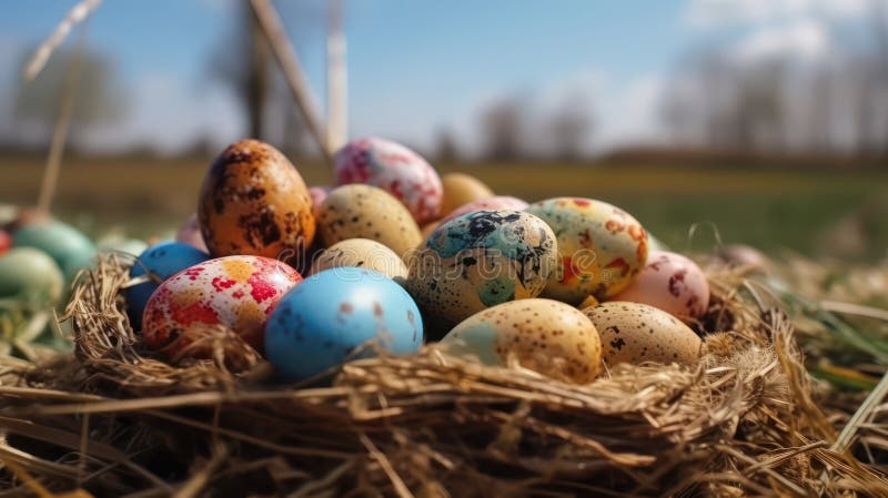 Traditional Painted Easter Eggs in the Open Air Stock Illustration ...