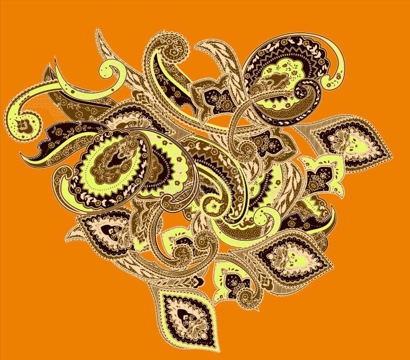 Traditional Paisley Motif Design Textile Design Stock Illustration ...