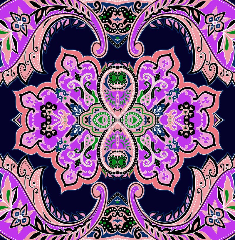 Traditional Paisley Pattern Stock Illustration - Illustration of india ...