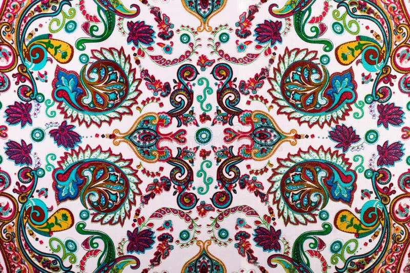 Traditional Paisley Pattern, Silk Headscarf Sample Stock Image - Image ...