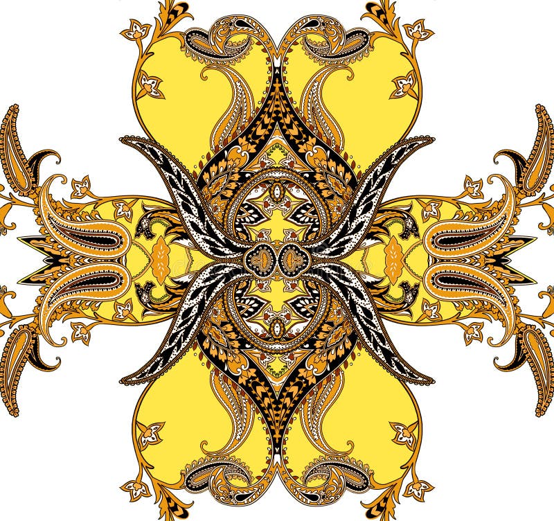 Traditional Paisley Motif Design Textile Design Stock Illustration ...