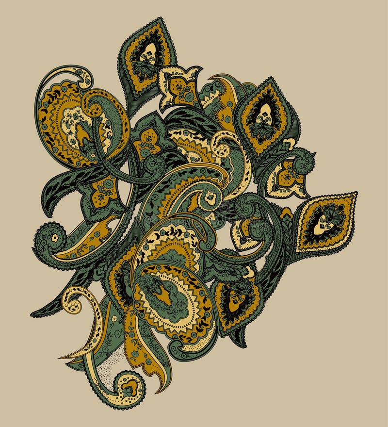 Traditional Paisley Motif Design Textile Design Stock Illustration ...