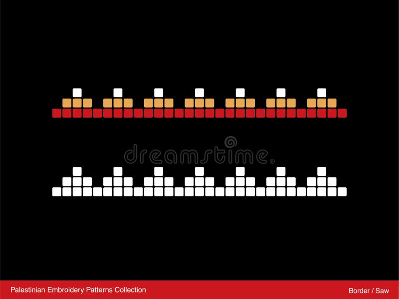 Traditional Palestinian Embroidery Pattern Border Saw. Stock Vector ...