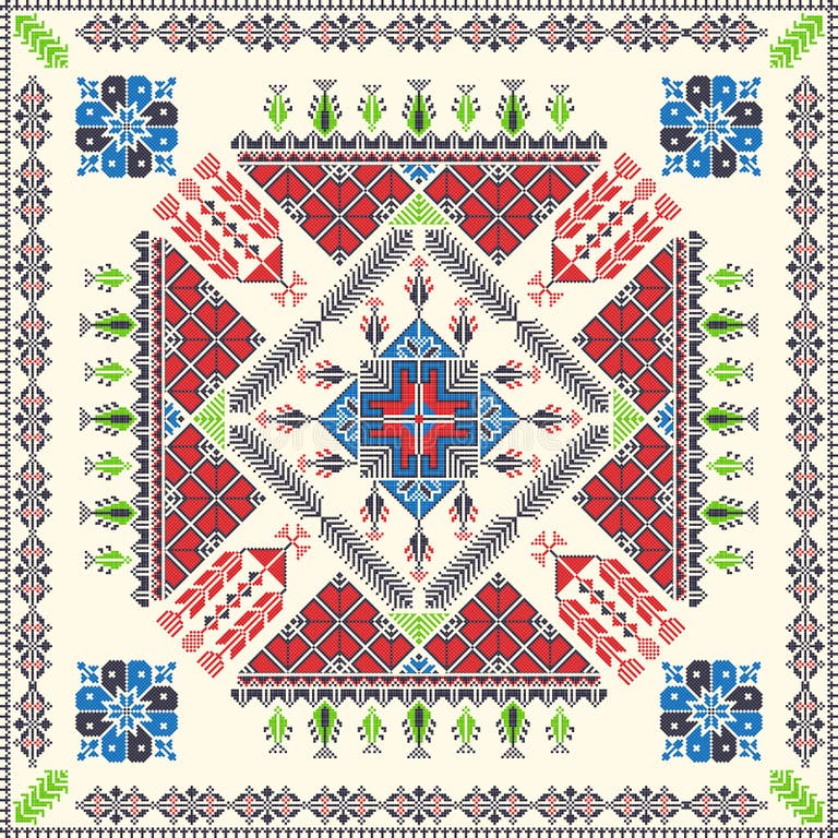 Traditional Palestinian Embroidery Pattern 13 Stock Vector ...