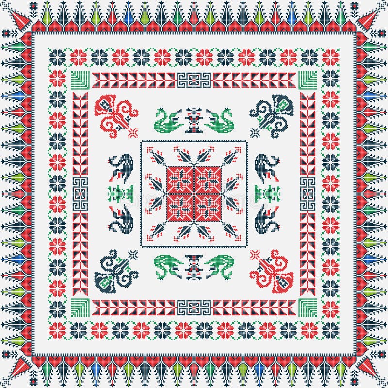 Traditional Palestinian Embroidery Pattern 14 Stock Vector ...