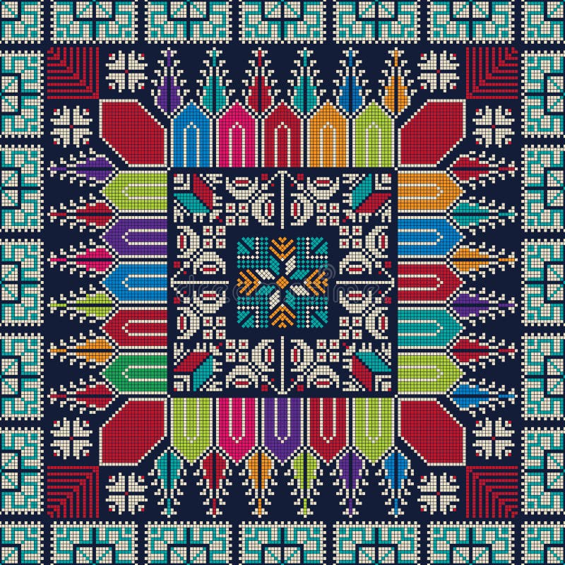 Traditional Palestinian Embroidery Motif Bunches of Grape. Stock Vector ...