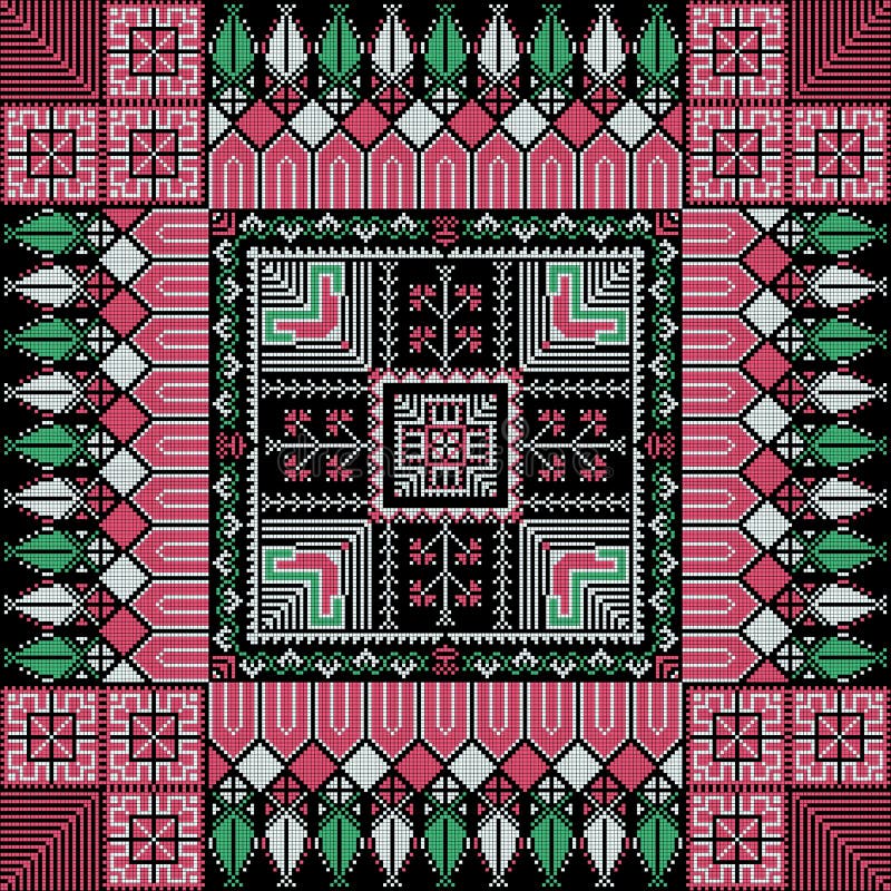 Traditional Palestinian Embroidery Pattern 19 Stock Vector ...
