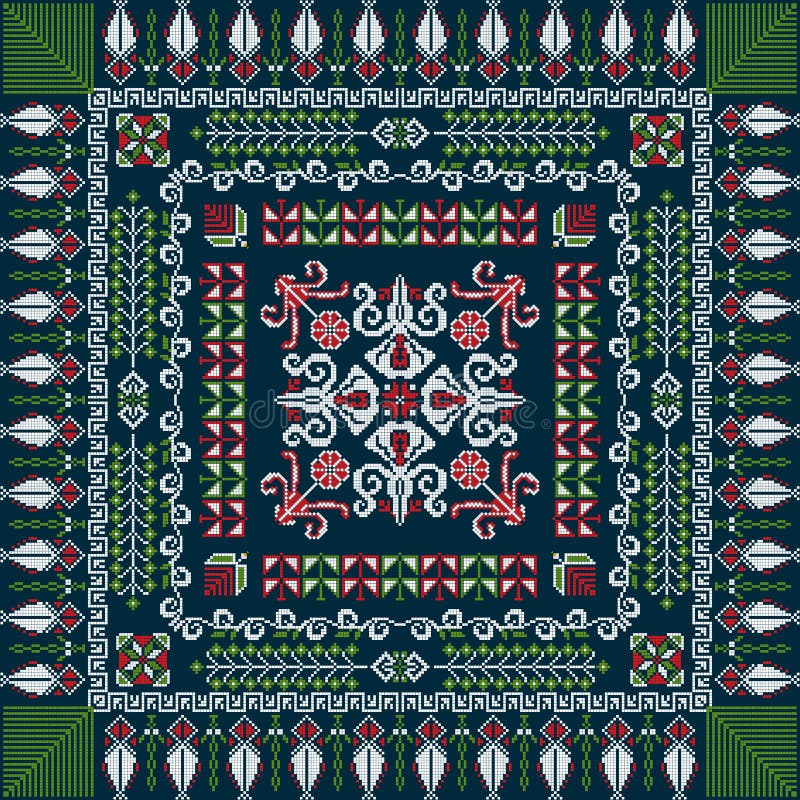 Traditional Palestinian Embroidery Pattern. Stock Vector - Illustration ...