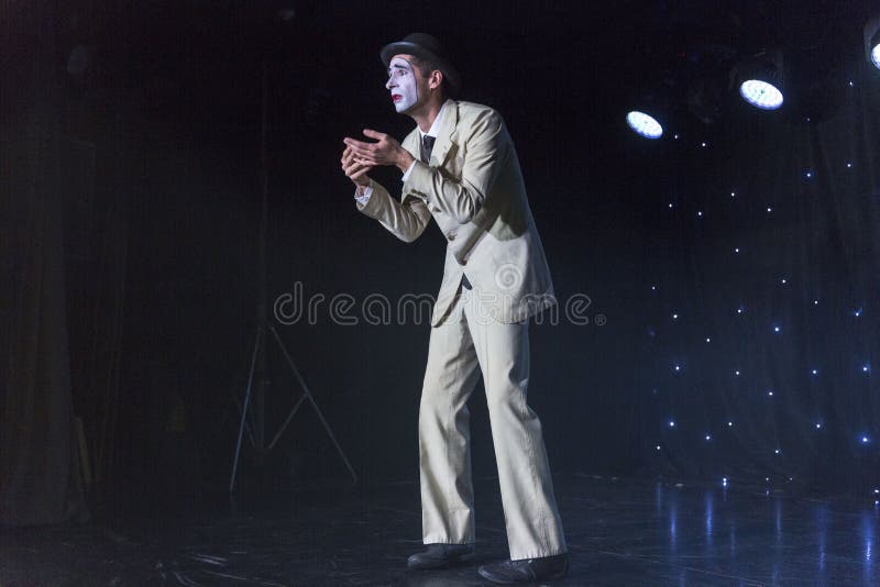 Traditional Pantomime Performer with Face Mask Stock Image - Image of ...