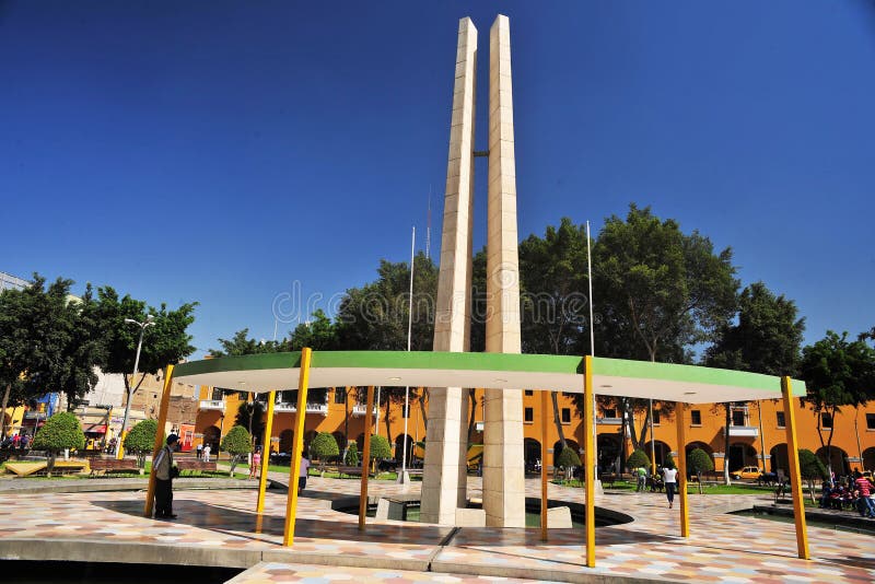 Traditional Parade Ground with a Monument and Water Fountain Editorial ...