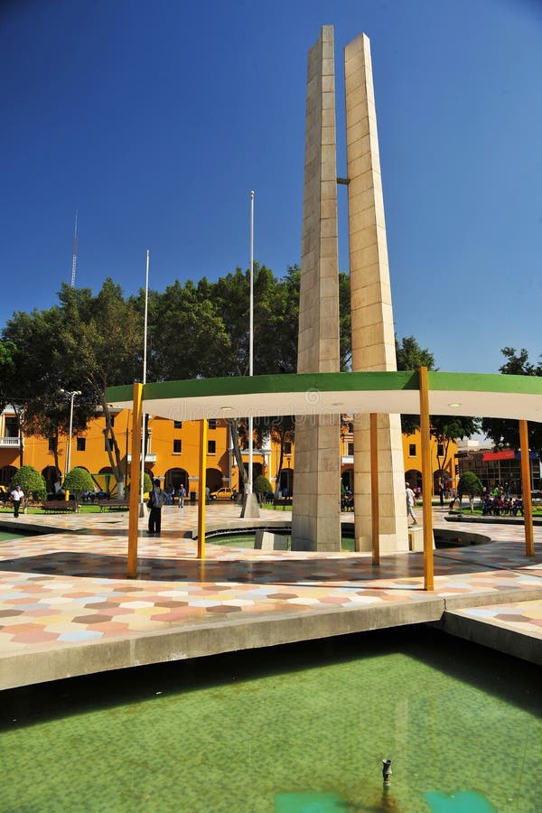 Traditional Parade Ground with a Monument and Water Fountain Editorial ...
