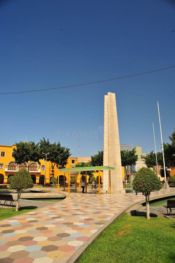 Traditional Parade Ground with a Monument and Water Fountain Stock ...