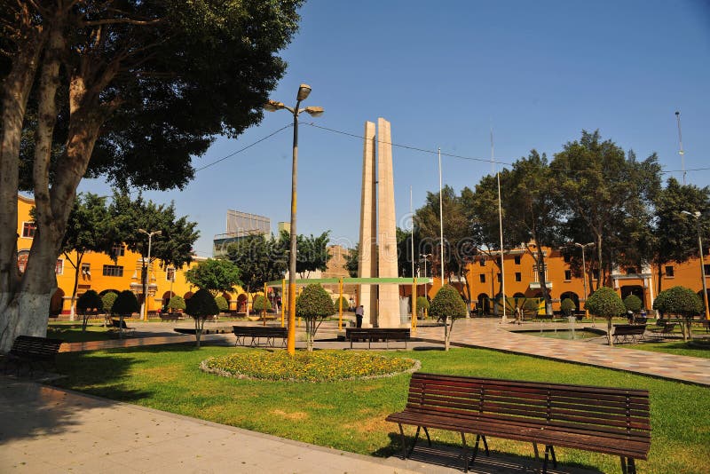 Traditional Parade Ground with a Monument and Water Fountain Stock ...