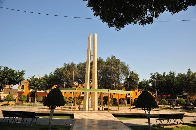 Traditional Parade Ground with a Monument and Water Fountain Stock ...