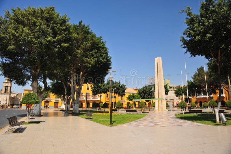 Traditional Parade Ground with a Monument and Water Fountain Stock ...