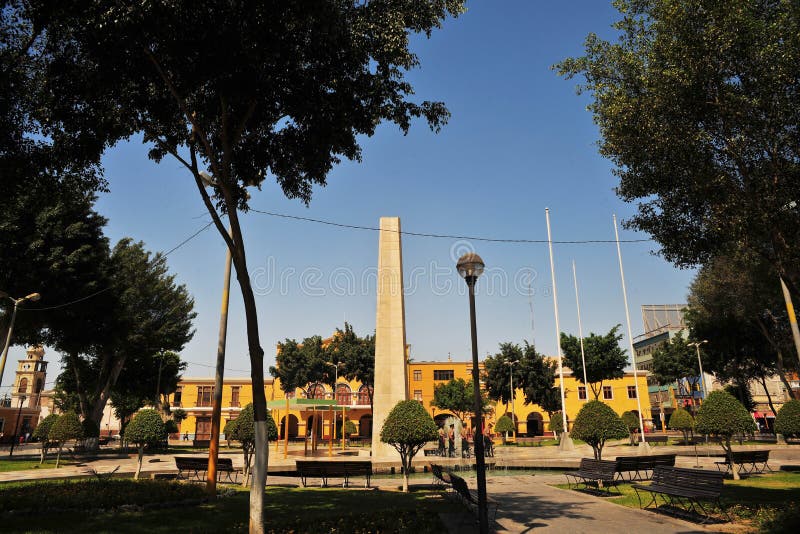 Traditional Parade Ground with a Monument and Water Fountain Stock ...