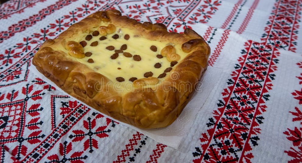 Traditional Pasca with Raisins for Easter in Romania Stock Image ...
