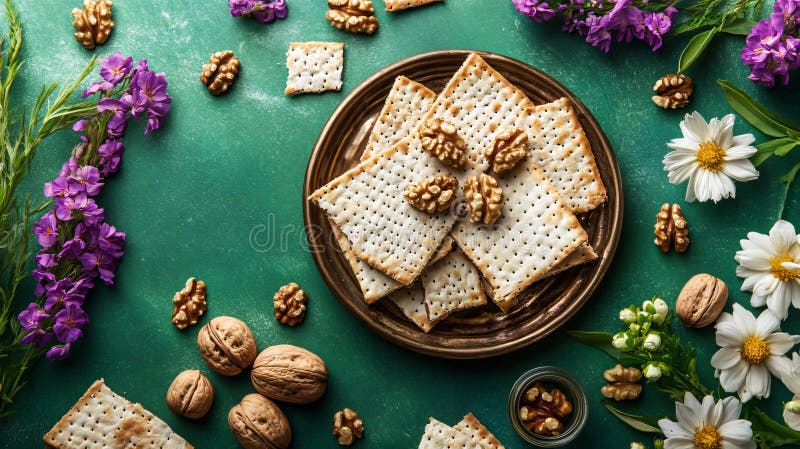 Traditional Passover Items Flat Lay Image for Seder Table Celebration ...