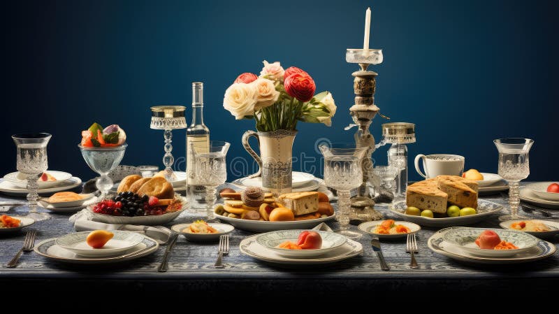 Traditional Passover Seder Table Stock Illustration - Illustration of ...