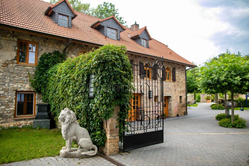 Traditional Patio with House in Germany Stock Image - Image of ...