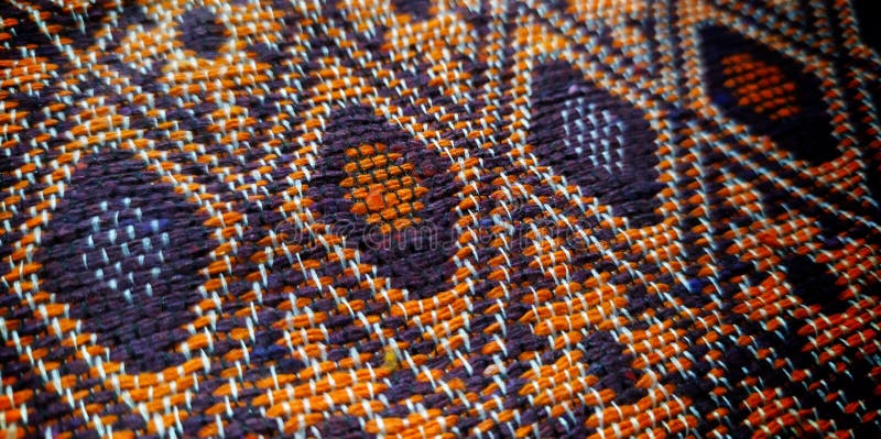 Texture of Traditional Southeast Asian Woven Cloth with Colorful Motifs ...