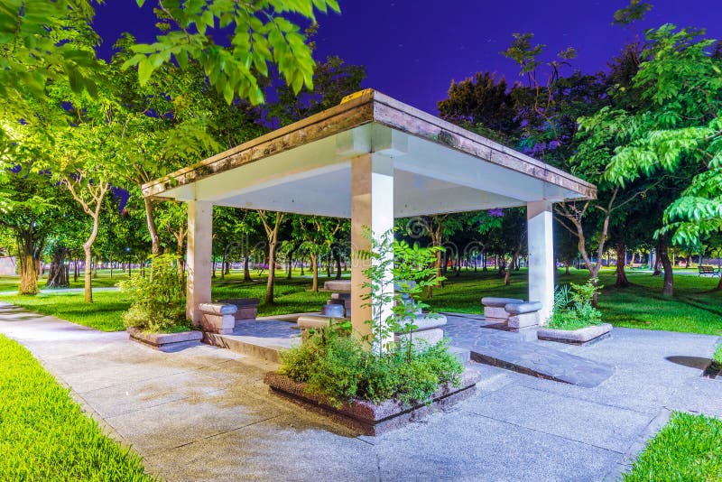 Pavilion in Night Winter City Park Stock Photo - Image of decoration ...