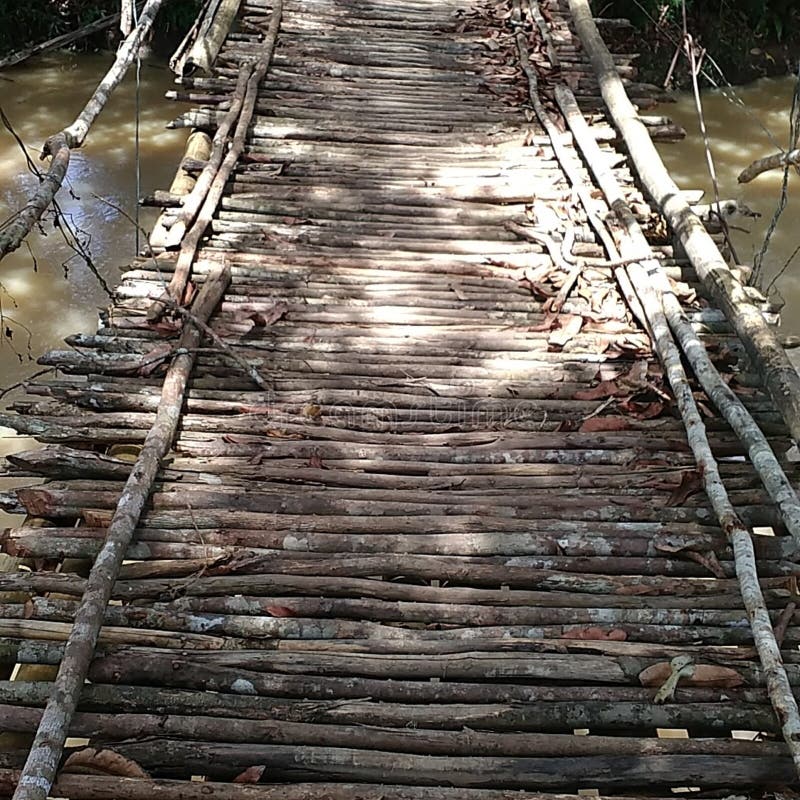 Traditional Pedestrian Bridge Made of Bamboo Stock Image - Image of ...